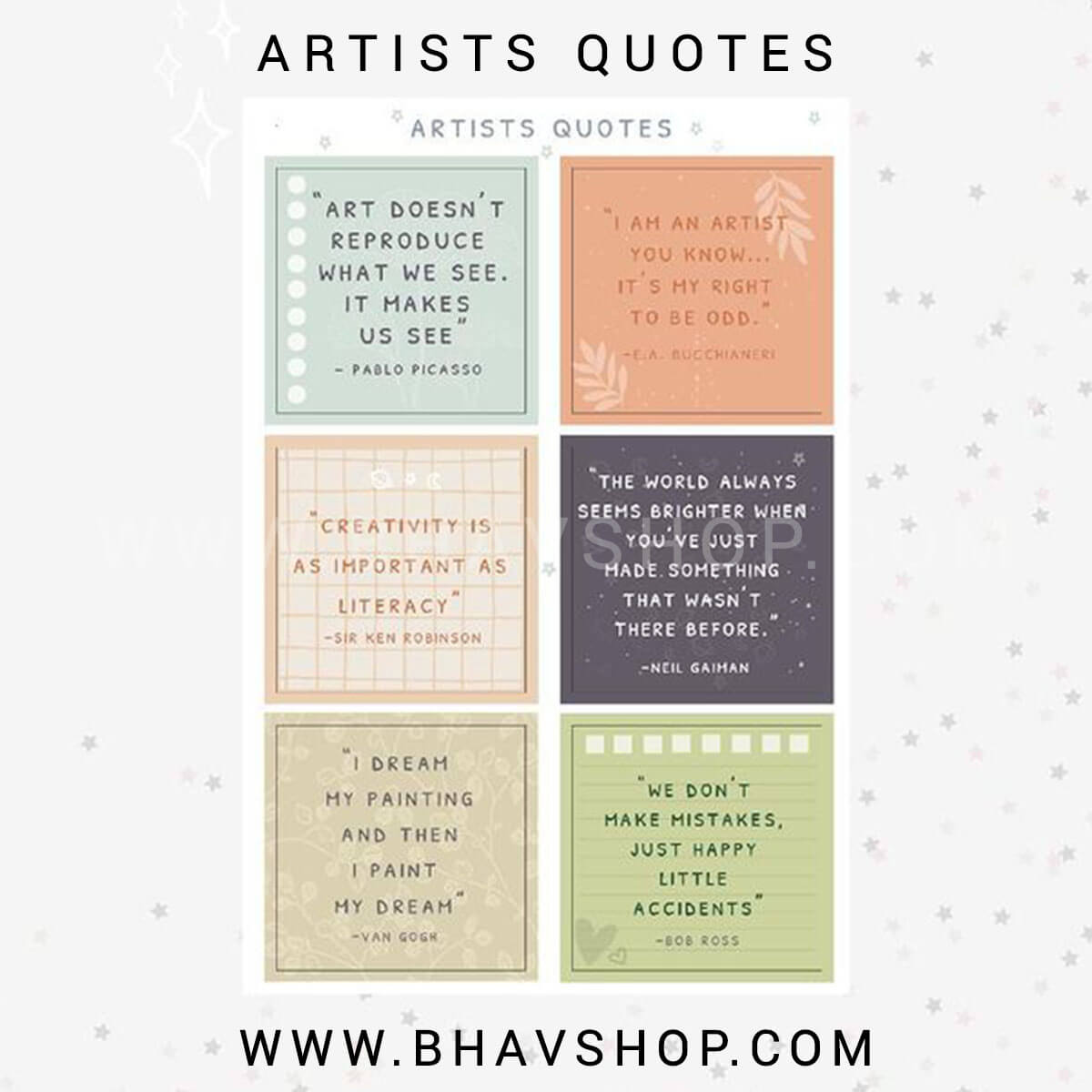 Artists Quotes Sticker Sheet – Bhav Shop