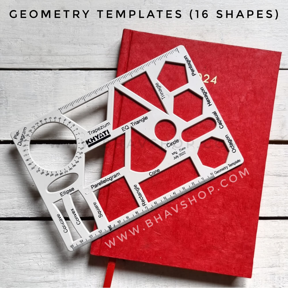 Khyati Geometry Template Ruler (16 Shapes) – Bhav Shop