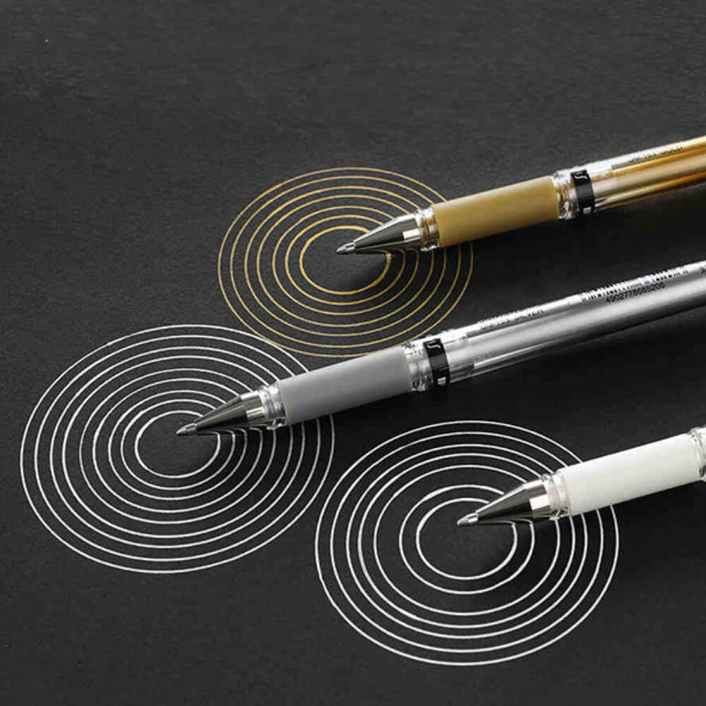 Uni Ball Signo Broad Gel Pen 1.0 mm (Gold, White, Silver) - Waterproof ...