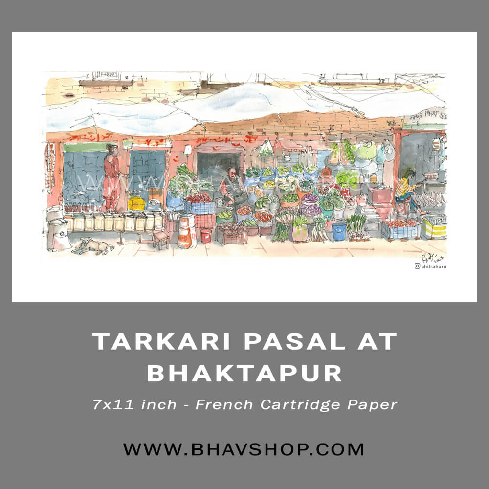Tarkari Pasal (Vegetable Shop) at Bhaktapur Poster (7x11 inch) - French ...