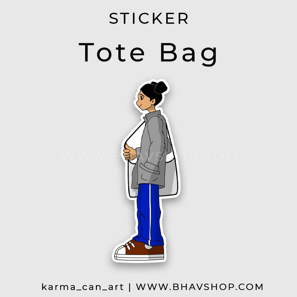 Girl with Tote Bag Die Cut Sticker - Girl – Bhav Shop