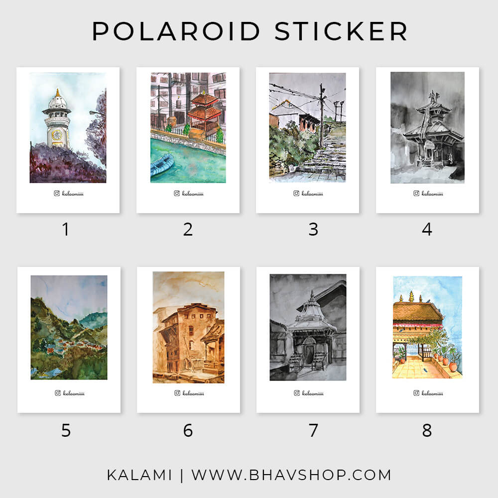 Polaroid Stickers by Kalami - Design 1-8 – Bhav Shop