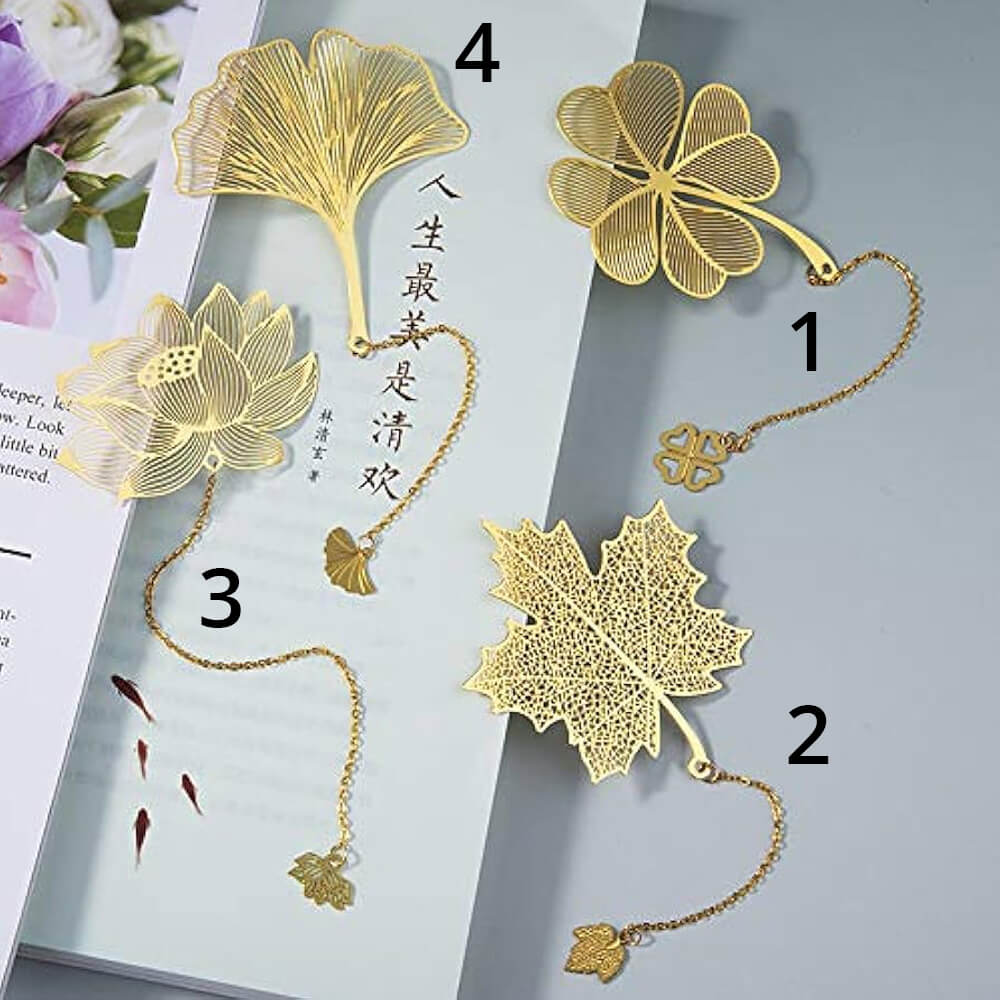 Gold Plated Metal Bookmark with Chain – Bhav Shop