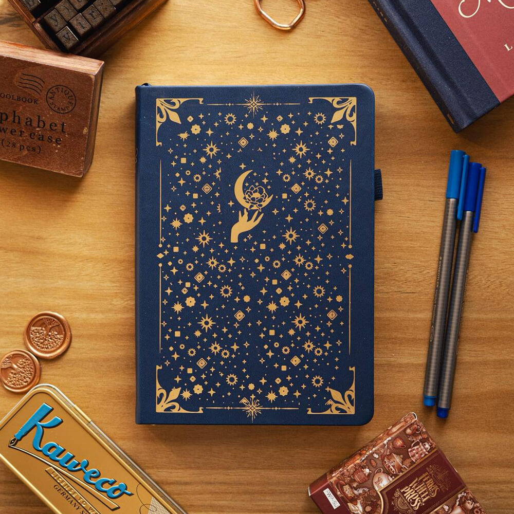Chiya Diaries Cosmic Reverie, Dot Hardcover Notebook,150 gsm - Midnight ...